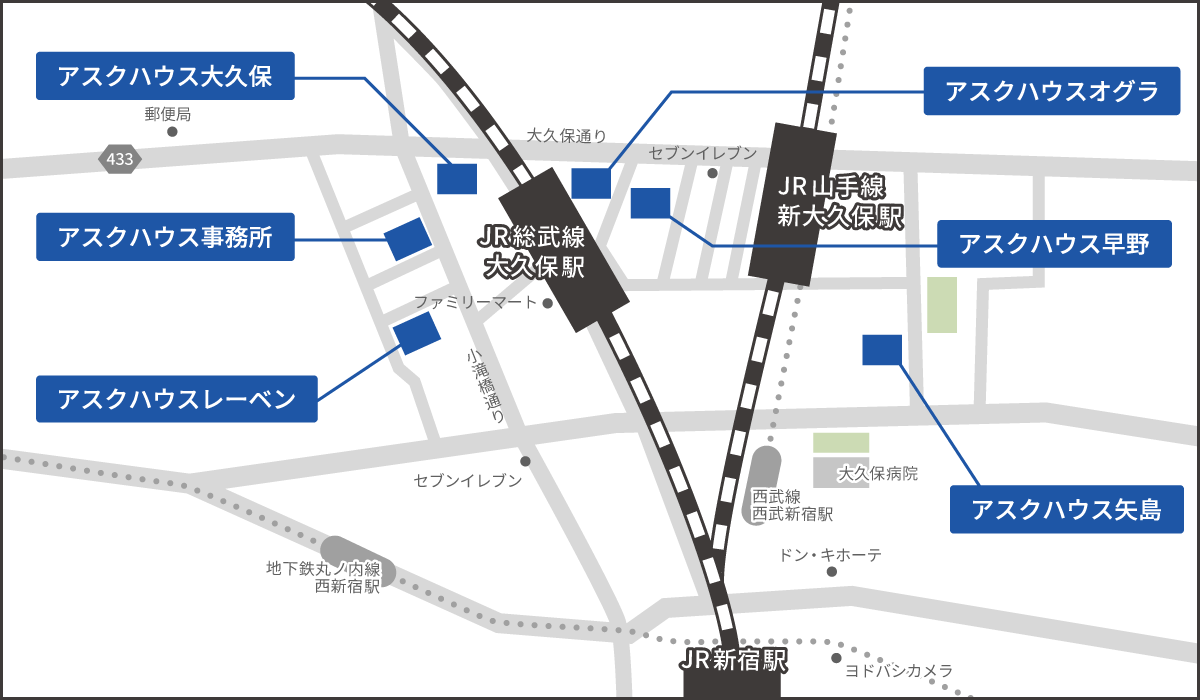 chizu-map | 新宿・大久保の格安・安心のシェアハウス